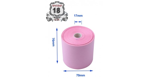 Laundry Till Roll – Box Of 20 – 76×70mm pink Till Roll--pk20